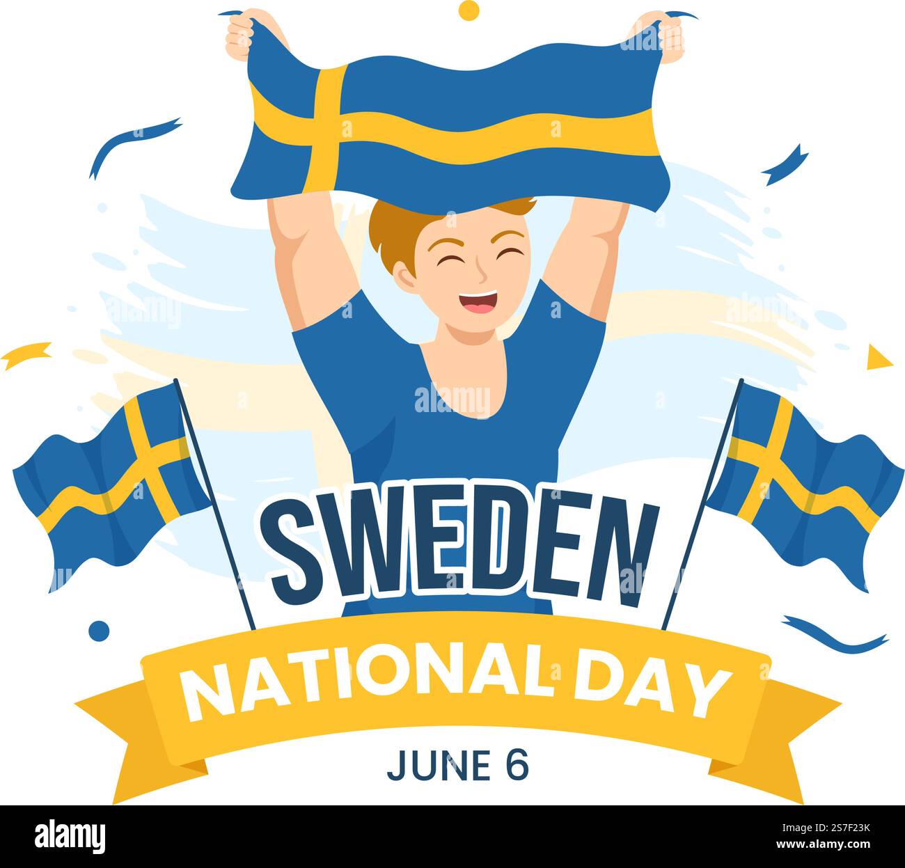 Sweden National Day Vector Illustration on 6 June Celebration with ...