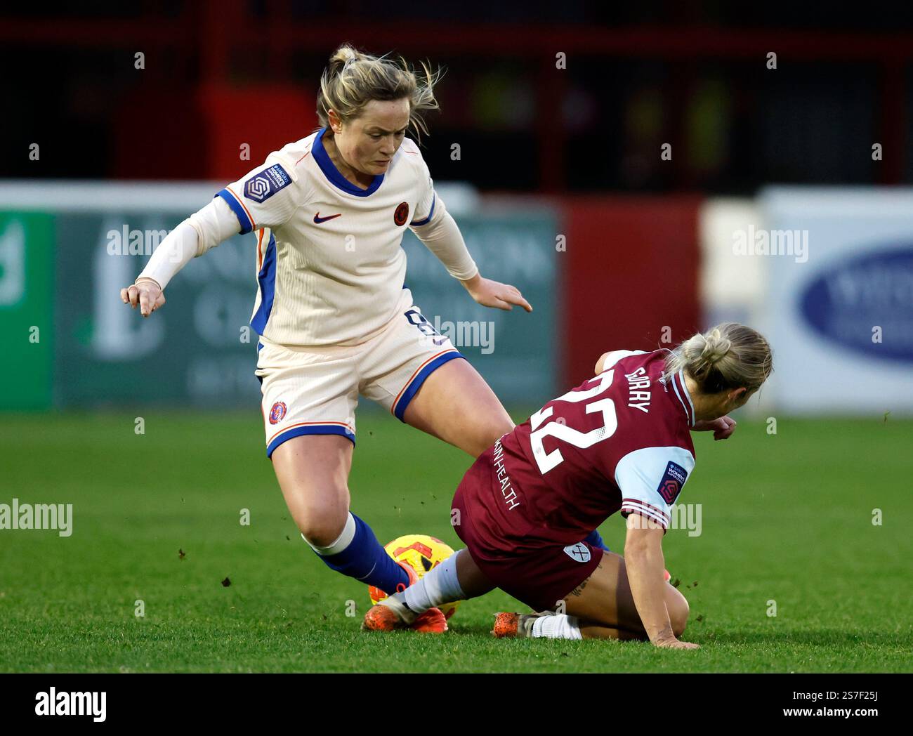 West Ham United's Katrina Gorry (right) and Chelsea's Erin Cuthbert ...