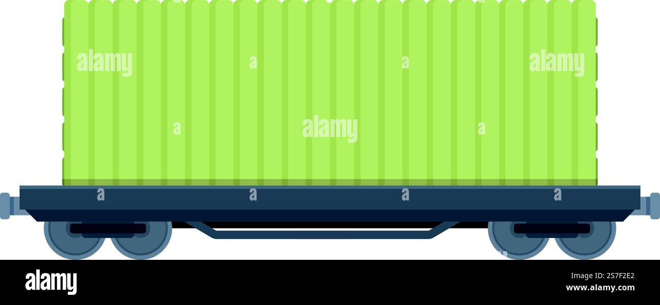 Green cargo wagon icon cartoon vector. Train goods. Transport metal ...