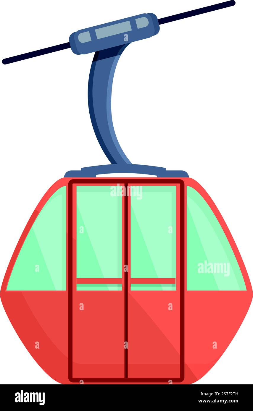Red ski lift icon cartoon vector. Winter snow. Mountain resort. Red ski ...