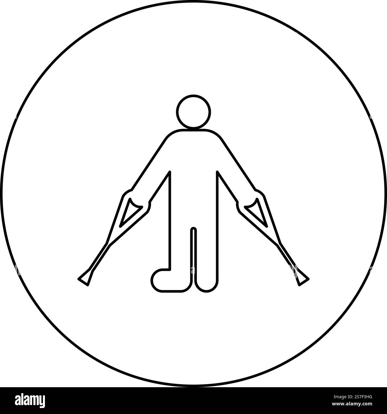 Man with broken leg crutch cane gypsum foot stick using sticks person crutches trauma concept ...