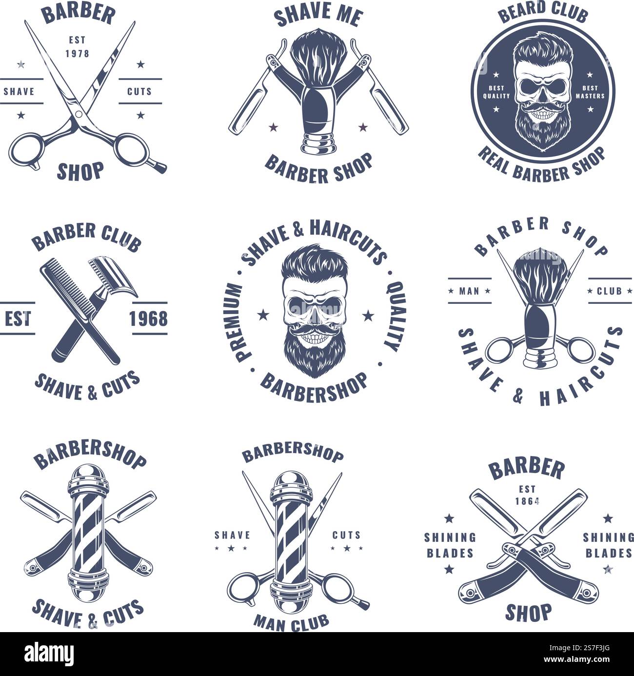 Barber shop labels. Gentleman stickers hairdresser blade haircut ...