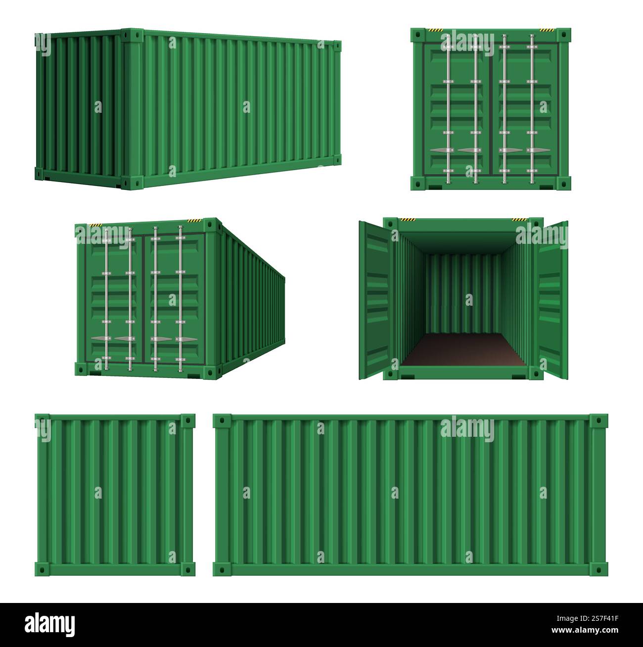 Steel containers. Realistic cargo cage shipping steel containers decent ...