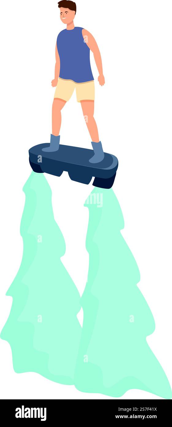Recreation flyboard icon cartoon vector. Water sea. Extreme ocean ...