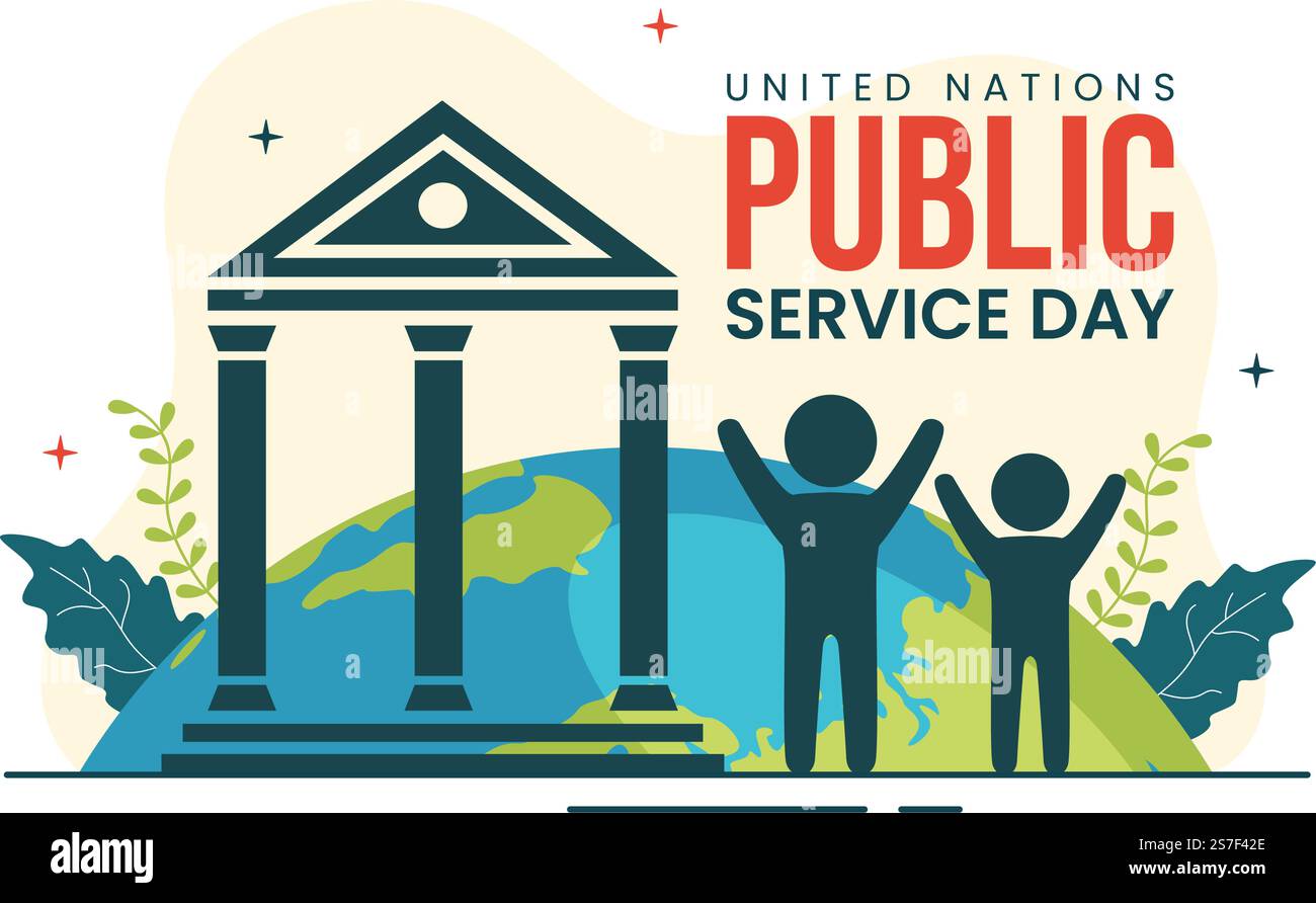 United Nations Public Service Day Vector Illustration on June 23 with ...