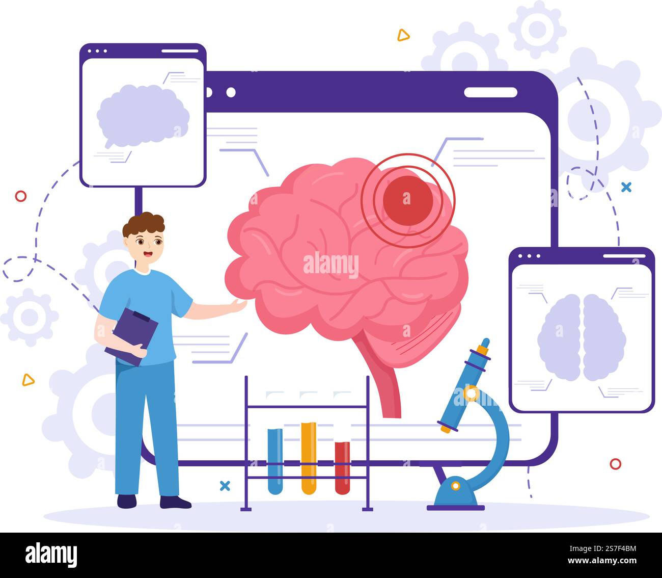 Human Brain Stroke Vector Illustration with Scientific Medical ...