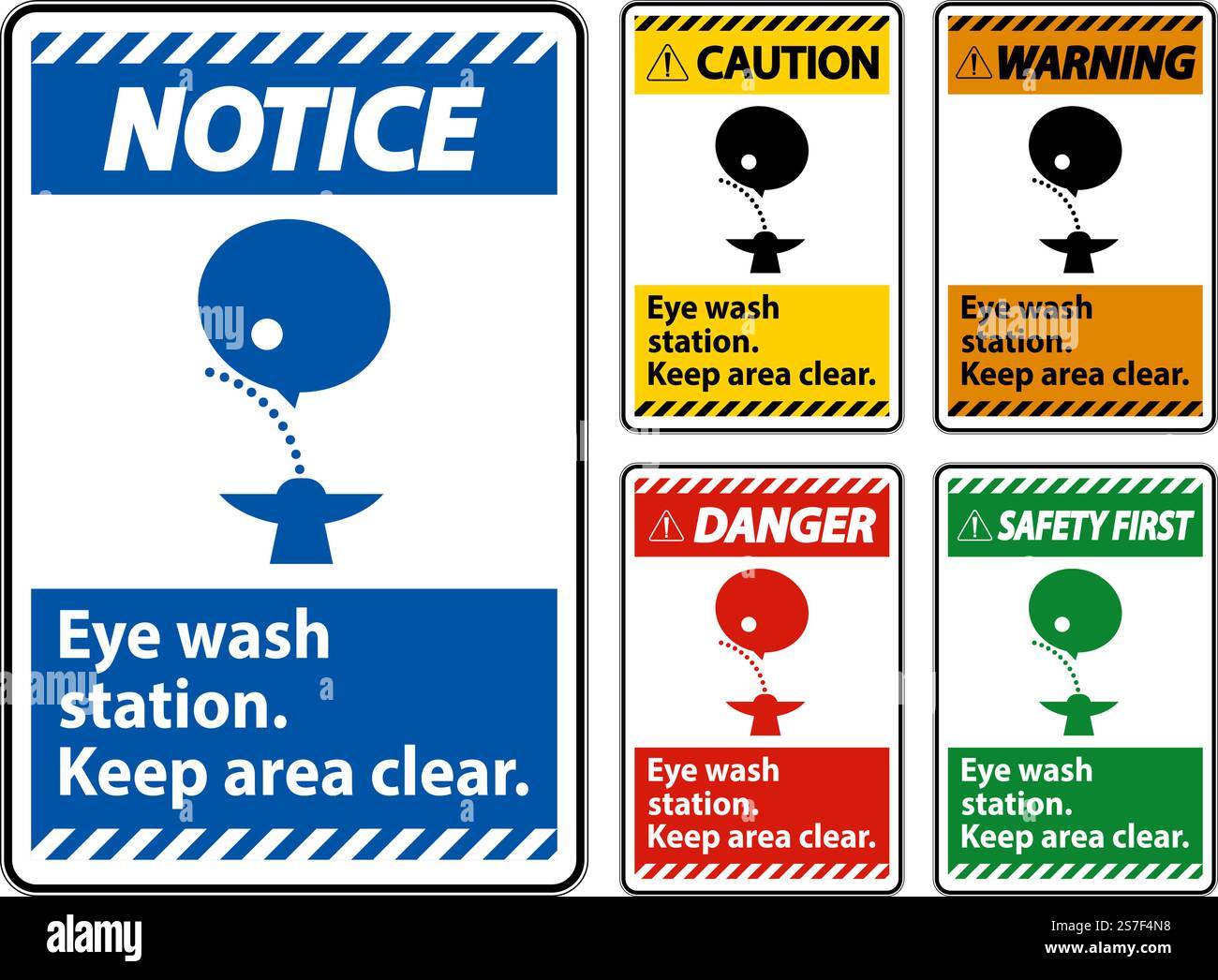 Emergency Eye Wash Station Keep Area Clear Sign Stock Vector Image ...