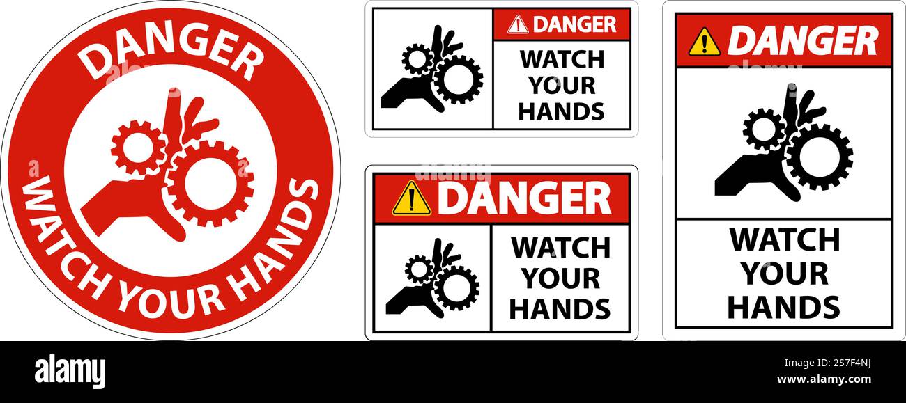 Danger Sign Watch Your Hands And Fingers Stock Vector Image & Art - Alamy