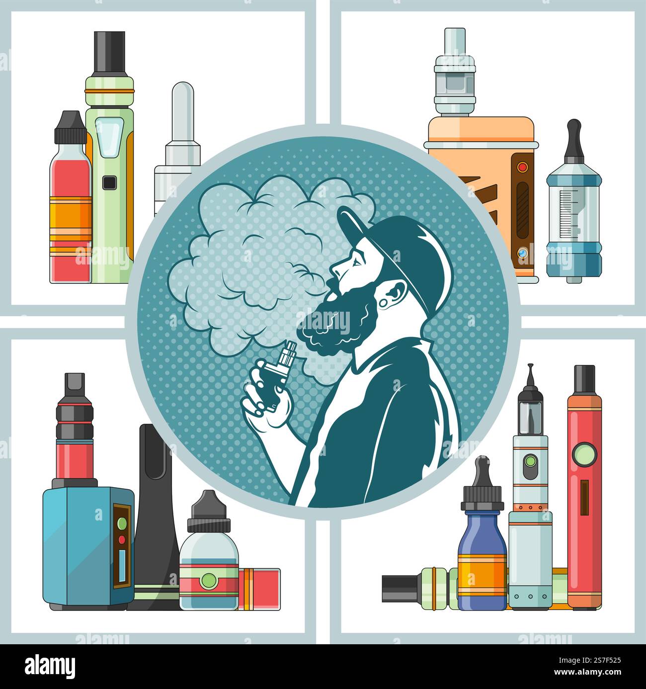 Vape tools. collections of electronic cigarettes for vaping. vector ...