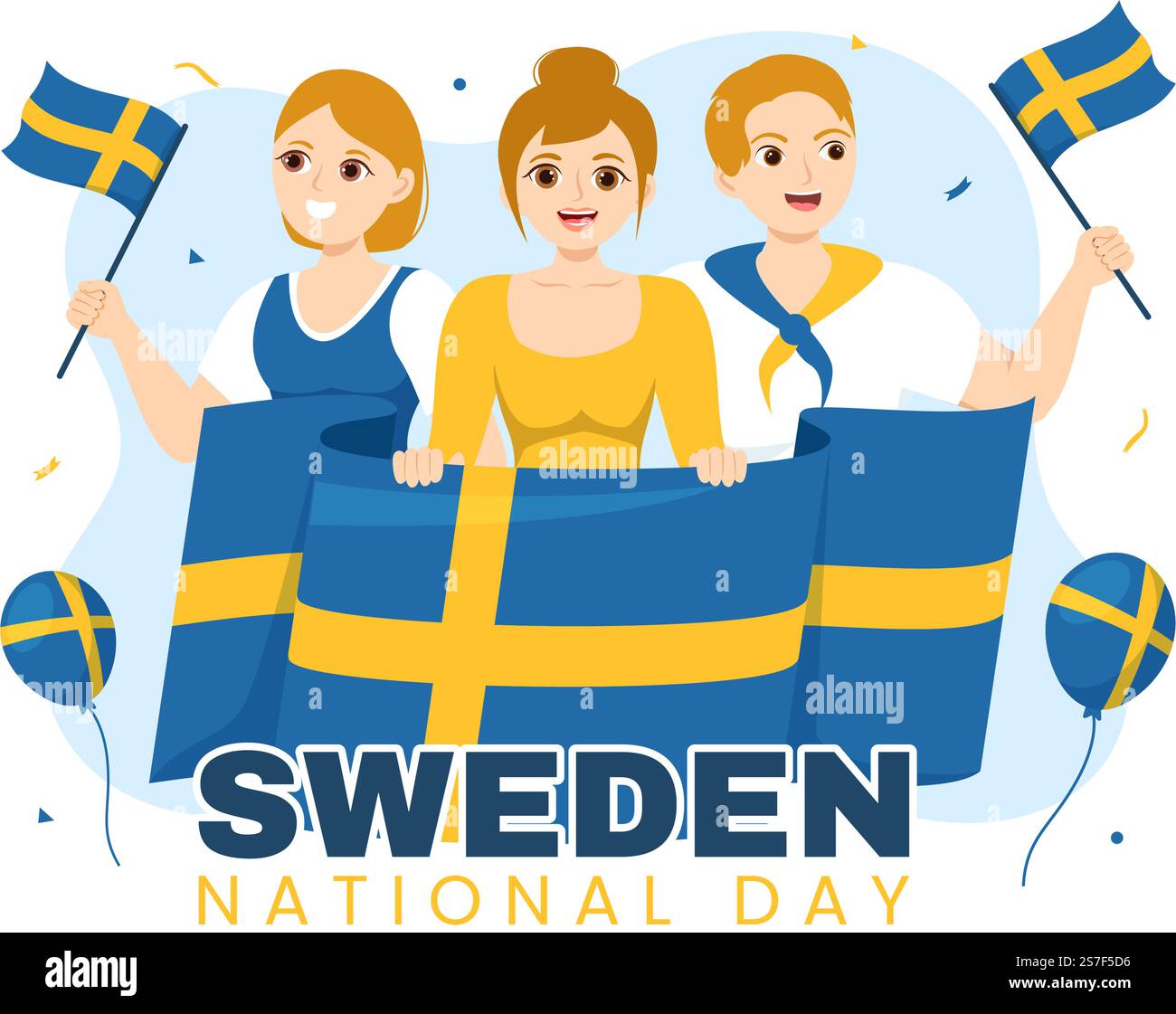 Sweden National Day Vector Illustration on 6 June Celebration with ...