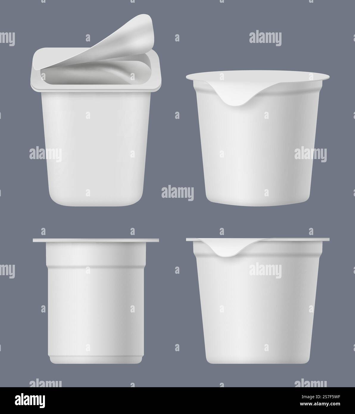 Yogurt packages. Dairy products container templates decent vector milk ...