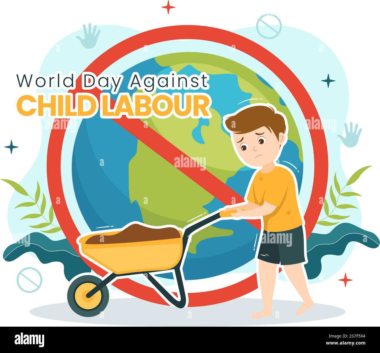 World Day Against Child Labour Illustration with Children Working for ...