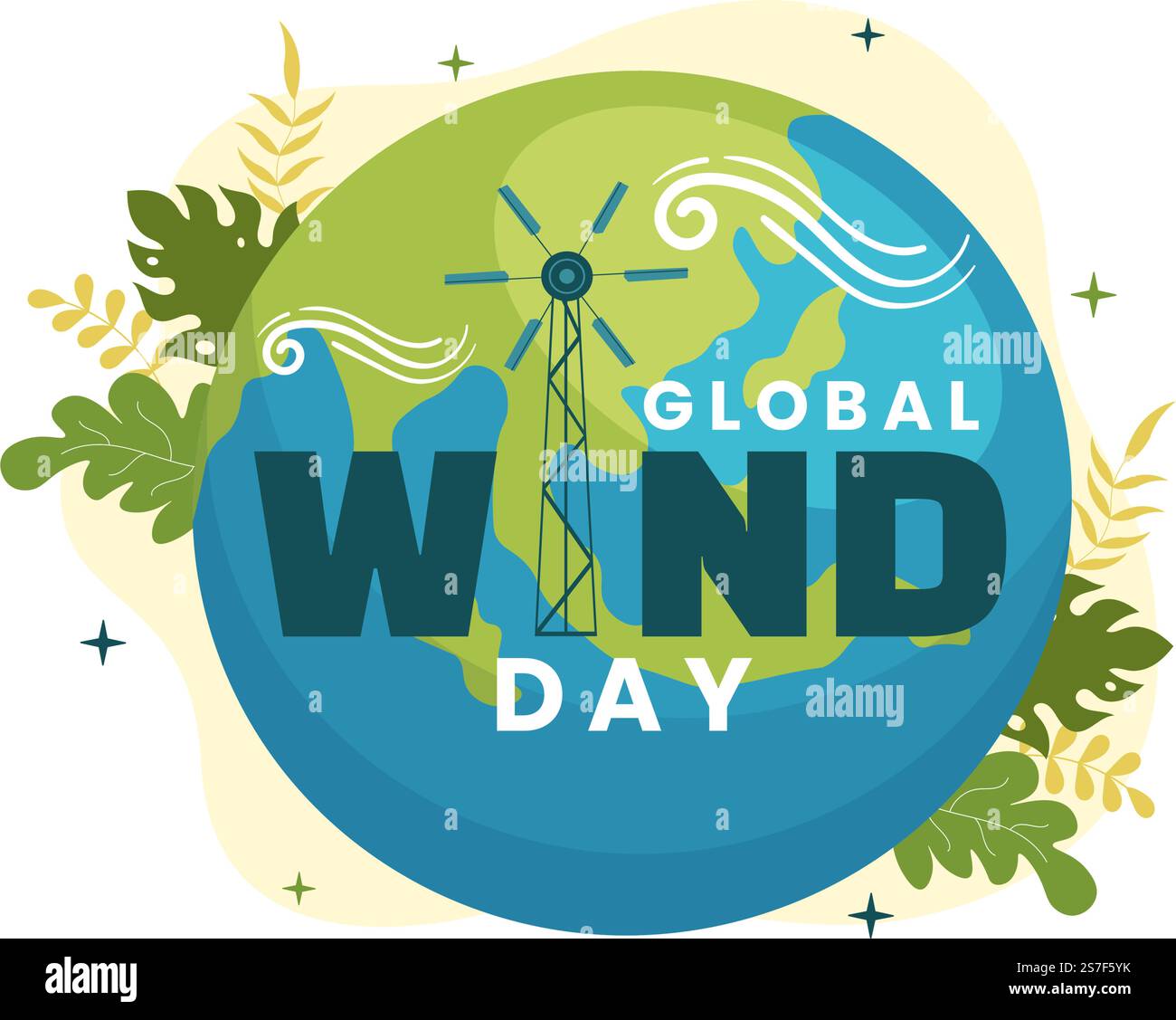 Global Wind Day Vector Illustration on June 15 with Earth Globe and ...
