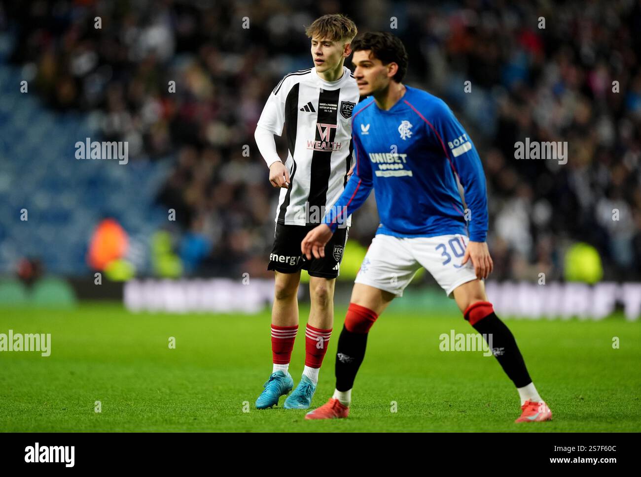 Fraserburgh's Flynn McKay (left) and Rangers' Ianis Hagi during the ...