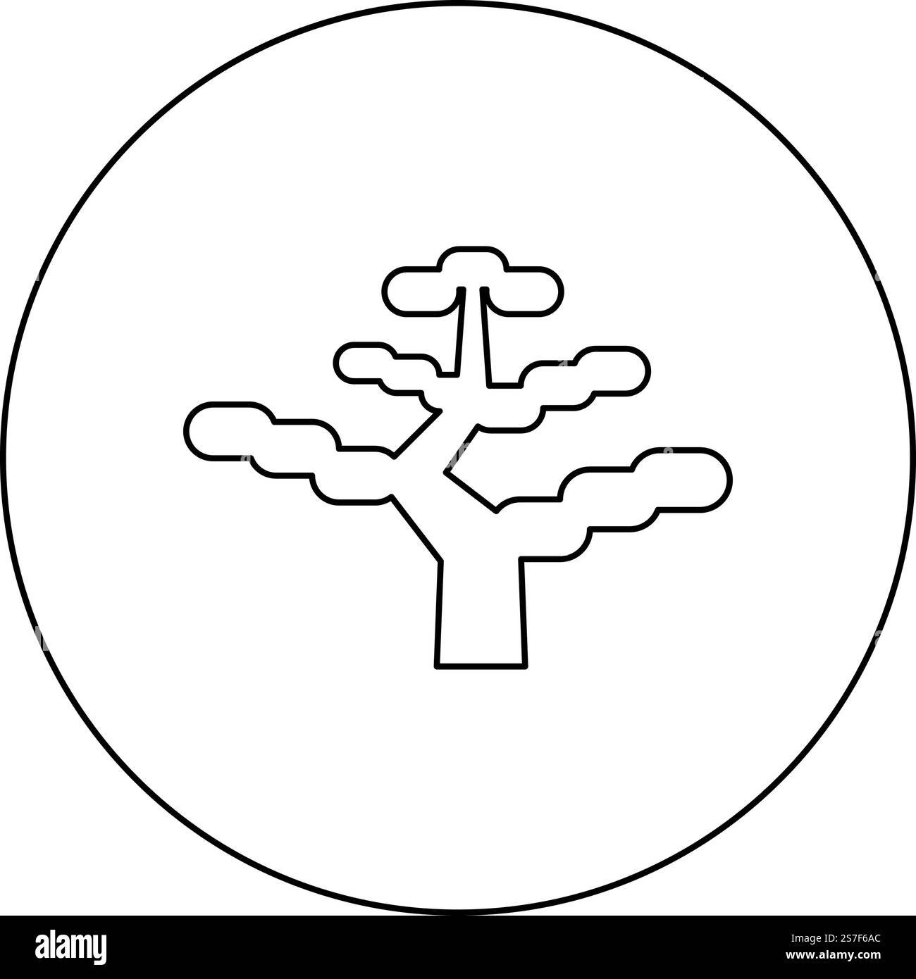 Bonsai tree japanese icon in circle round black color vector ...