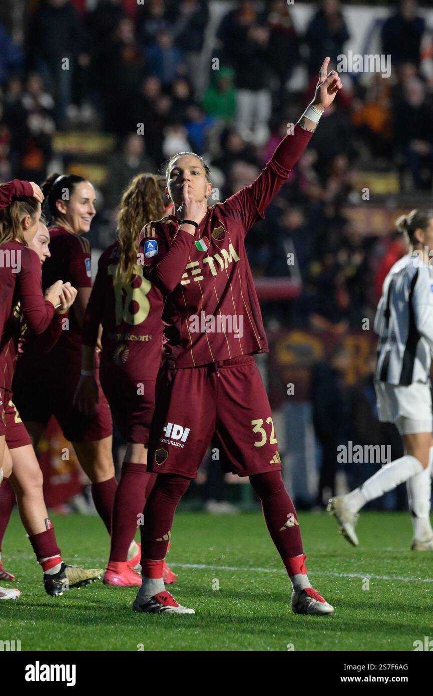 AS Roma's Elena Linari celebrates after scoring the goal 3-1 during the ...