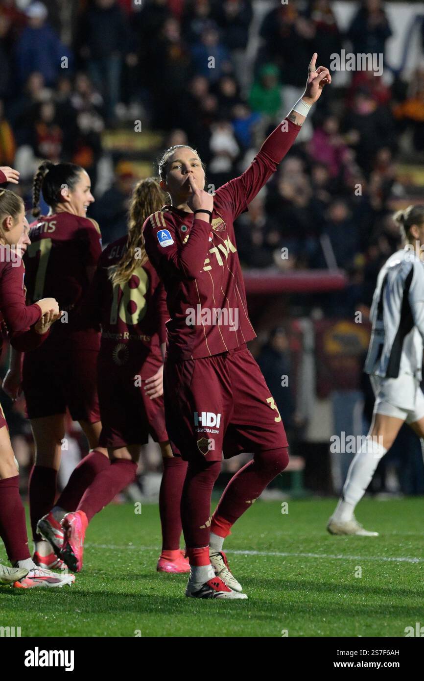 AS Roma's Elena Linari celebrates after scoring the goal 3-1 during the ...