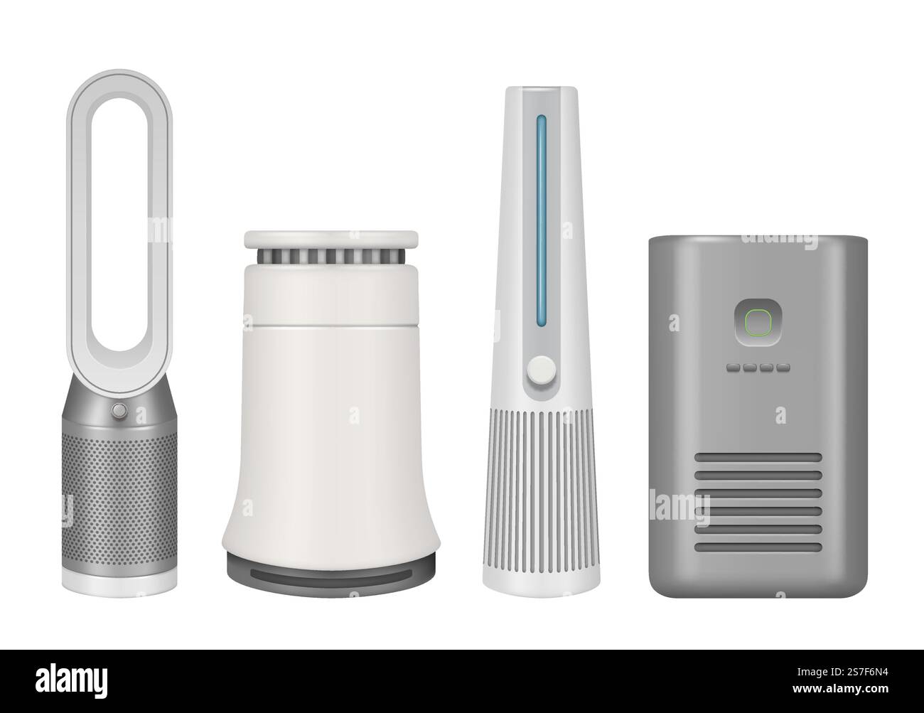 Purifiers. Realistic interior modern gadgets humidifiers for climate ...