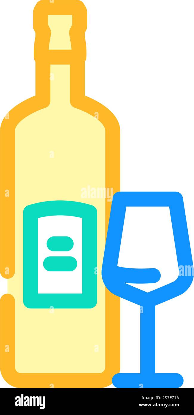 wine glass bottle color icon vector. wine glass bottle sign. isolated ...