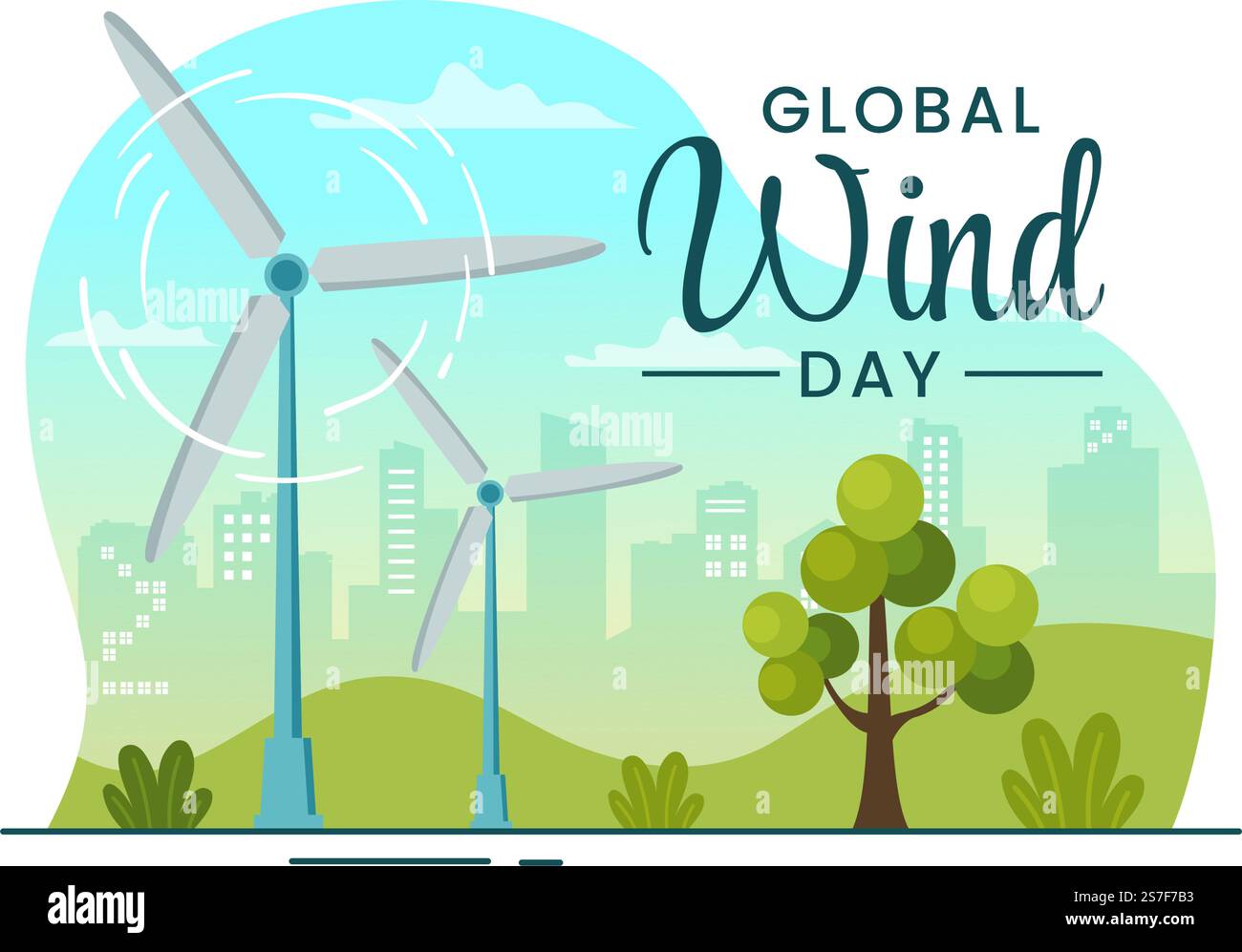 Global Wind Day Vector Illustration on June 15 with Earth Globe and ...