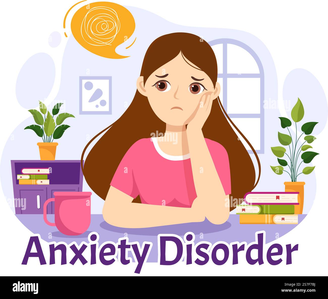 Anxiety Disorder Illustration with Frustrated Person, Nervous Problem ...