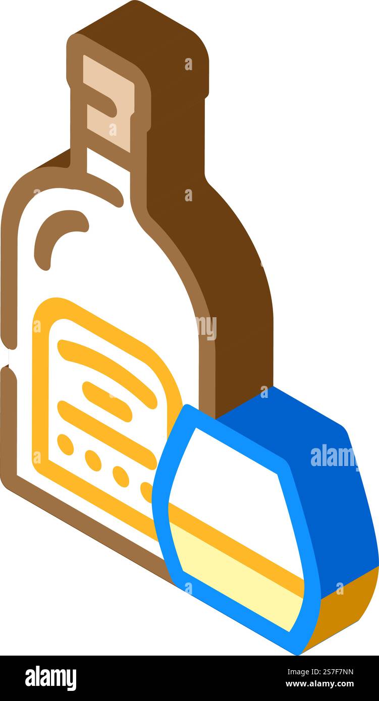 rum glass bottle isometric icon vector. rum glass bottle sign. isolated ...