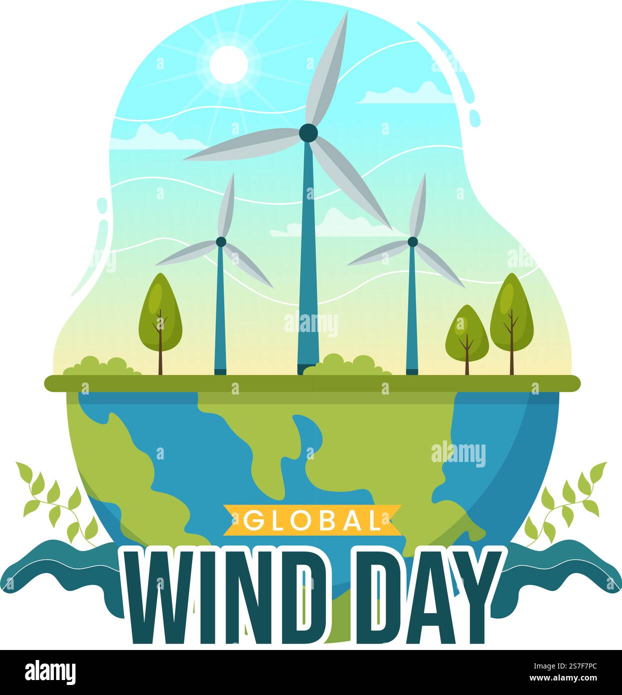 Global Wind Day Vector Illustration on June 15 with Earth Globe and ...