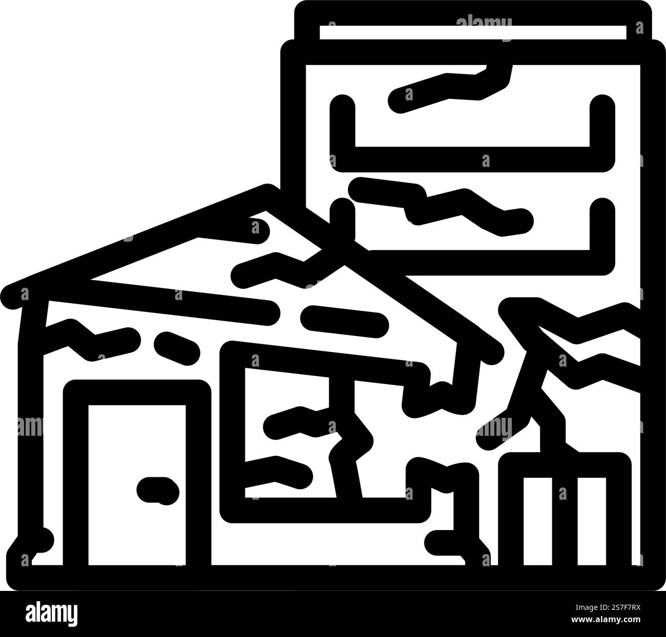 siesmic collapse line icon vector. siesmic collapse sign. isolated ...