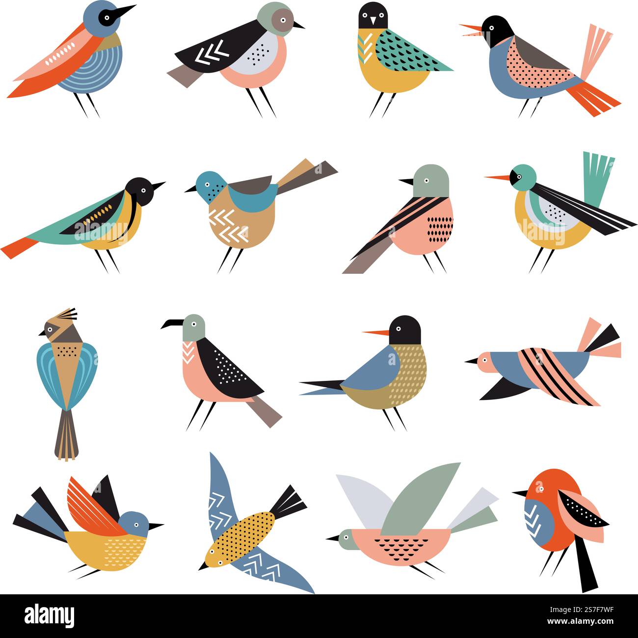 Geometrical birds. Abstract stylized shapes of freedom flying bird in ...