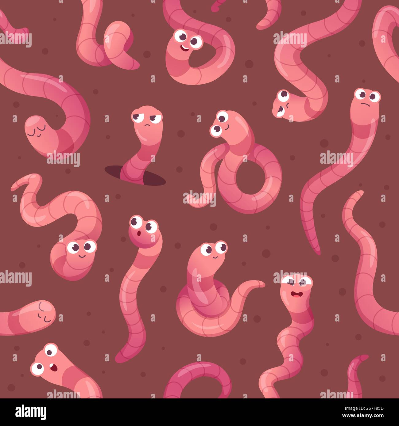 Worms pattern. Crawlers in action poses funny creeping insects in ...