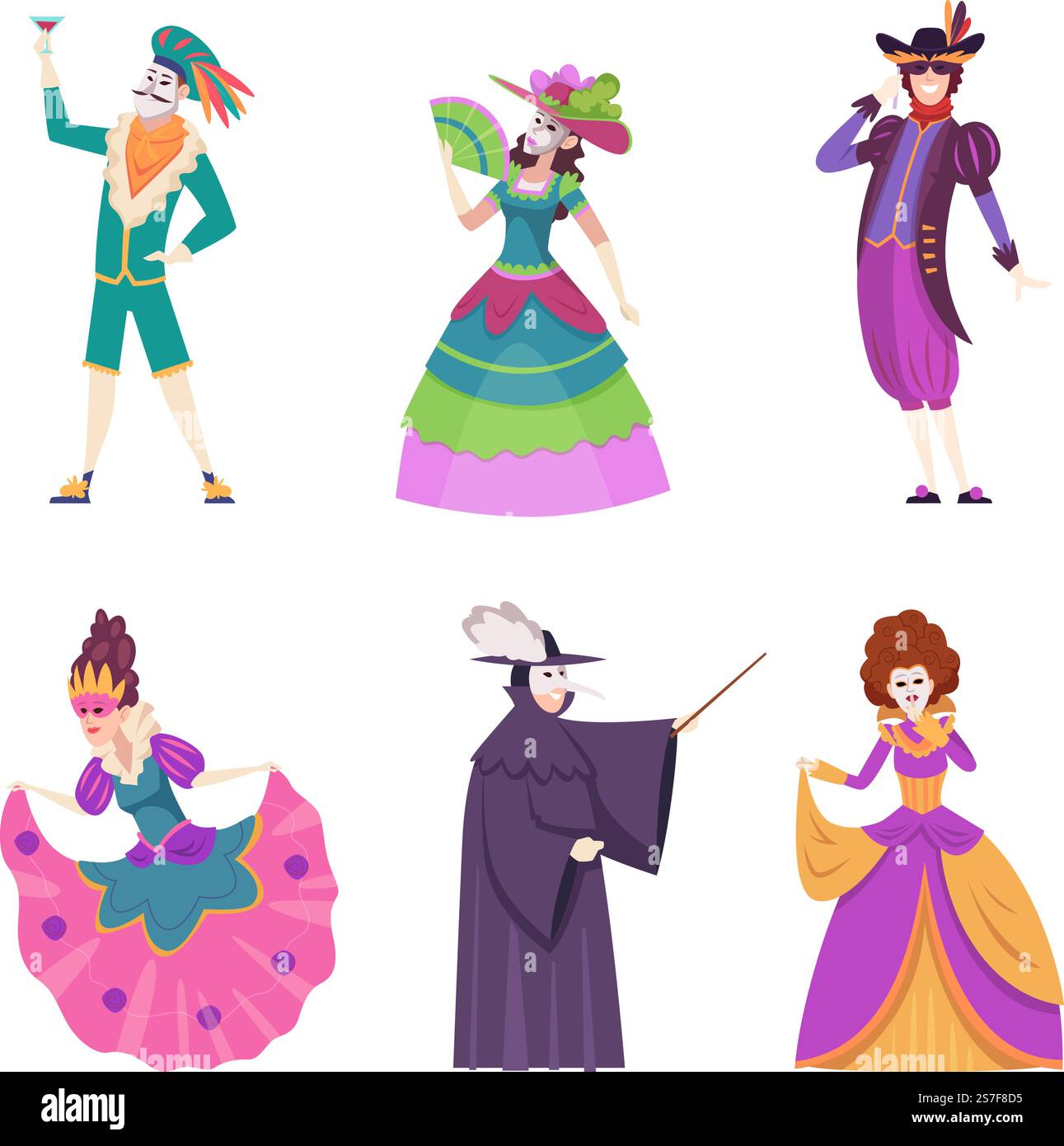 Venetian carnival. Fashioned authentic italian venetian characters in ...