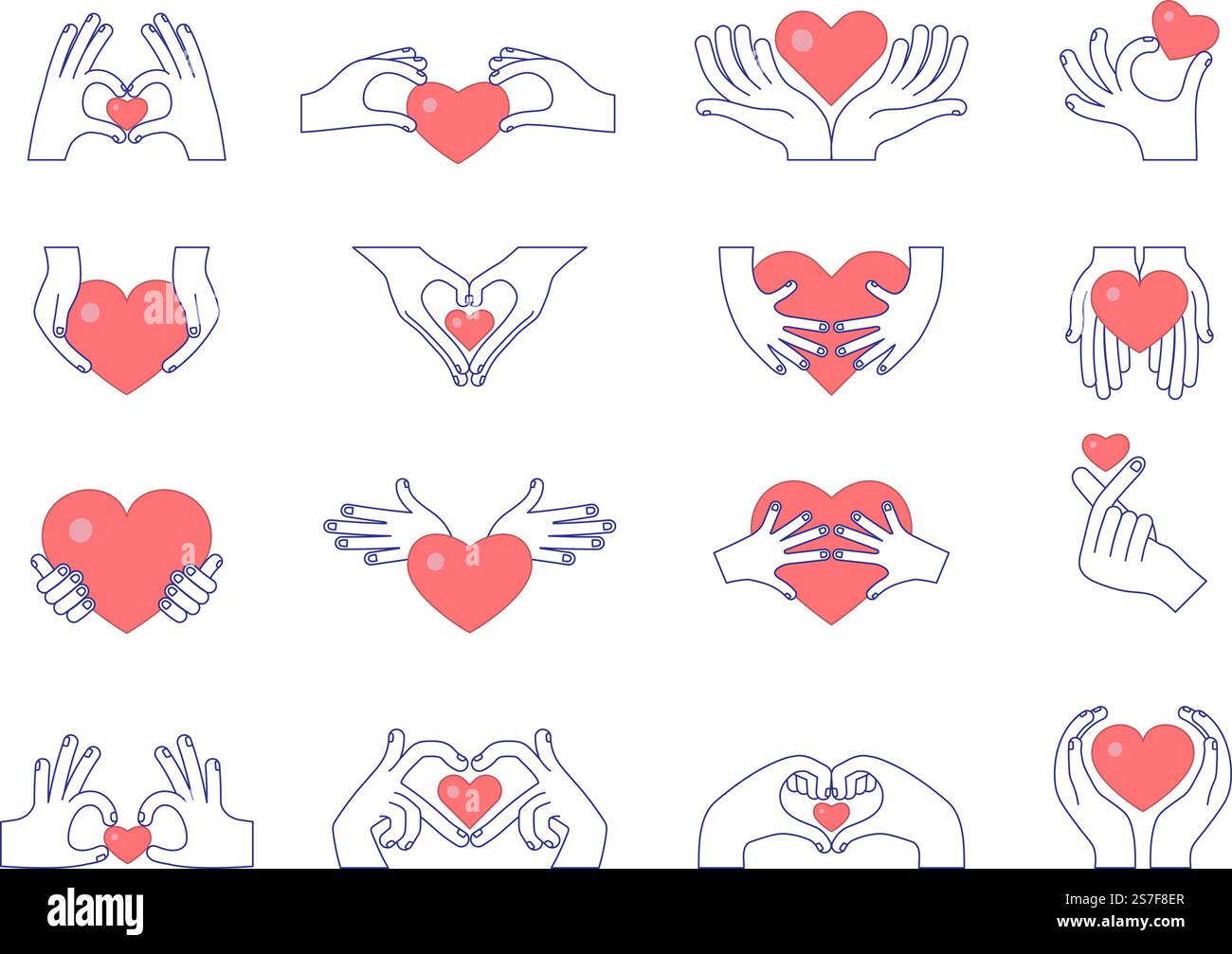 Hands with hearts. Conceptual symbols of donation happiness friendship ...