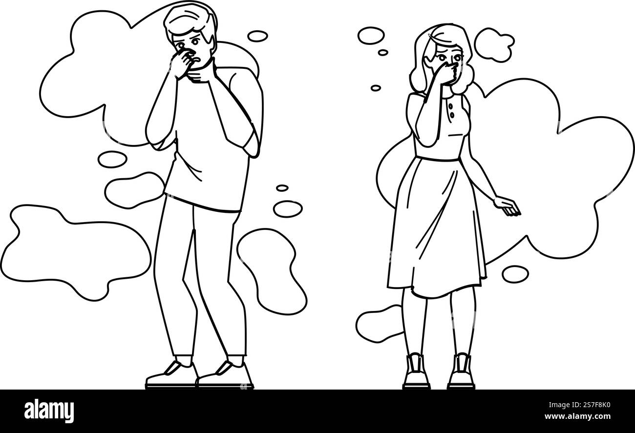 fart odor vector. smell bad, nose breath, dirty gross, sweat unpleasant ...