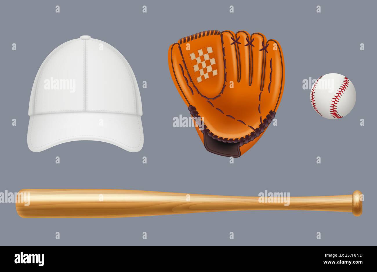 Baseball equipment. Sport uniform and tools for baseball players t ...