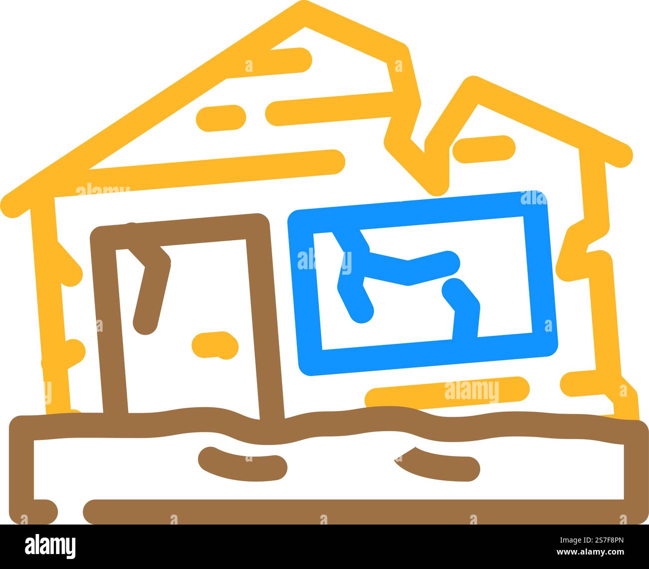 broken house disaster color icon vector. broken house disaster sign ...
