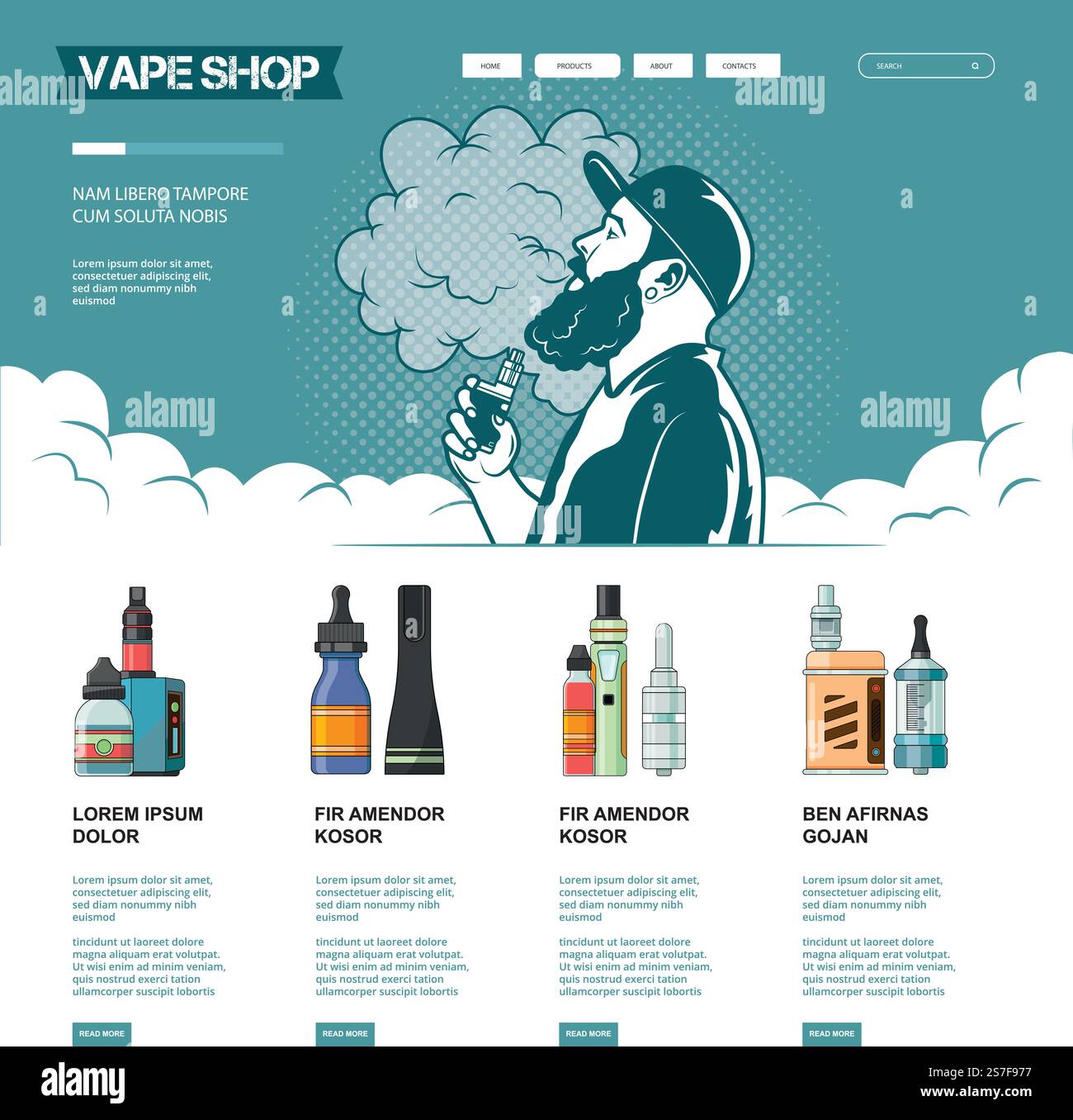 Vape shop. landing web page UI design template vape accessories ...