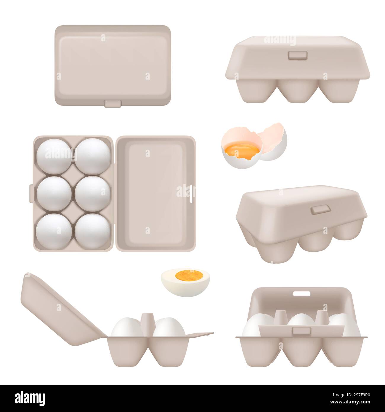 Eggs containers. Tray boxes for food eggs packages for retail decent ...