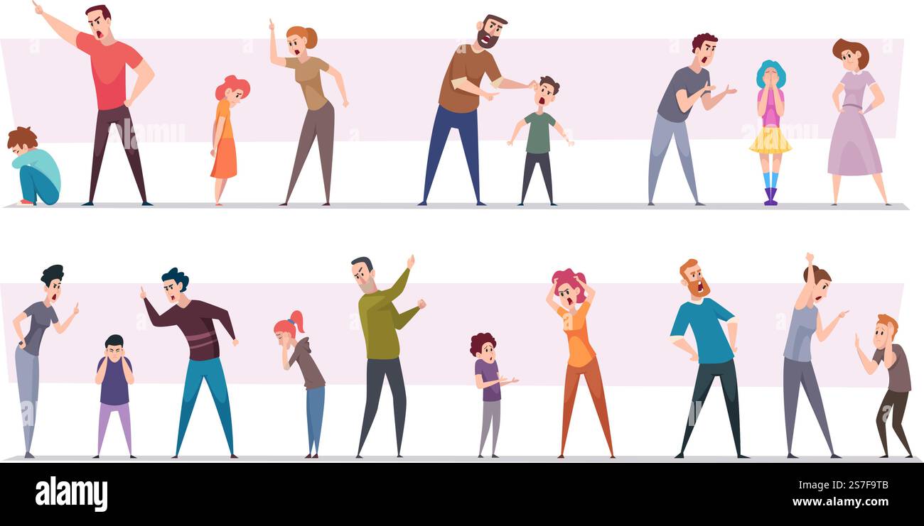 Angry family. Bad parents scream relationship aggressive father and ...