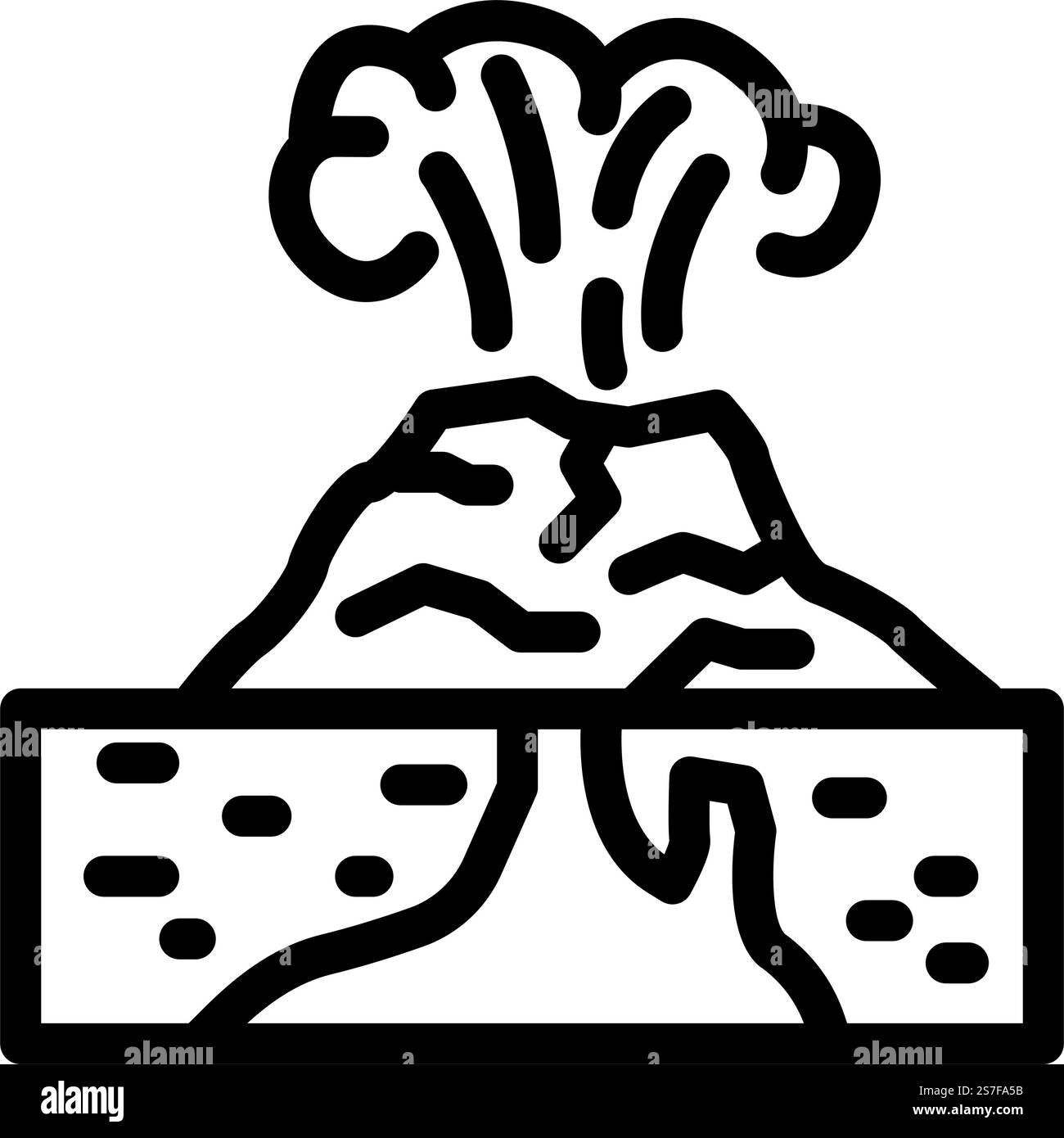 volcanic earthquake disaster line icon vector. volcanic earthquake ...