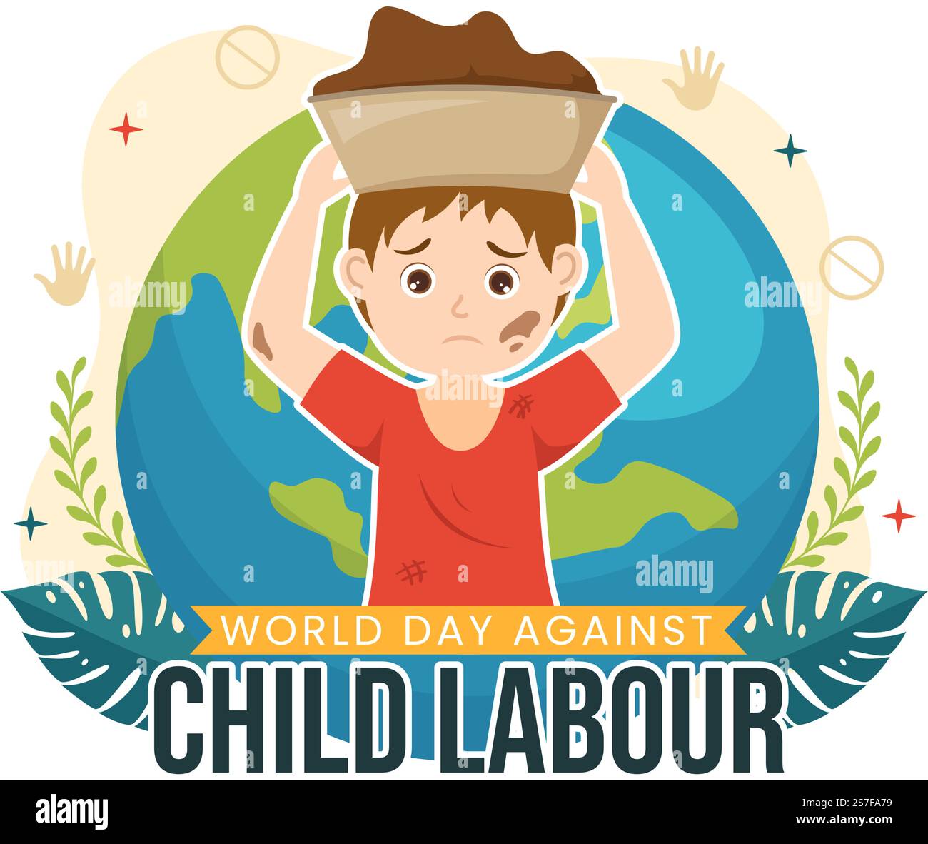 World Day Against Child Labour Illustration with Children Working for ...