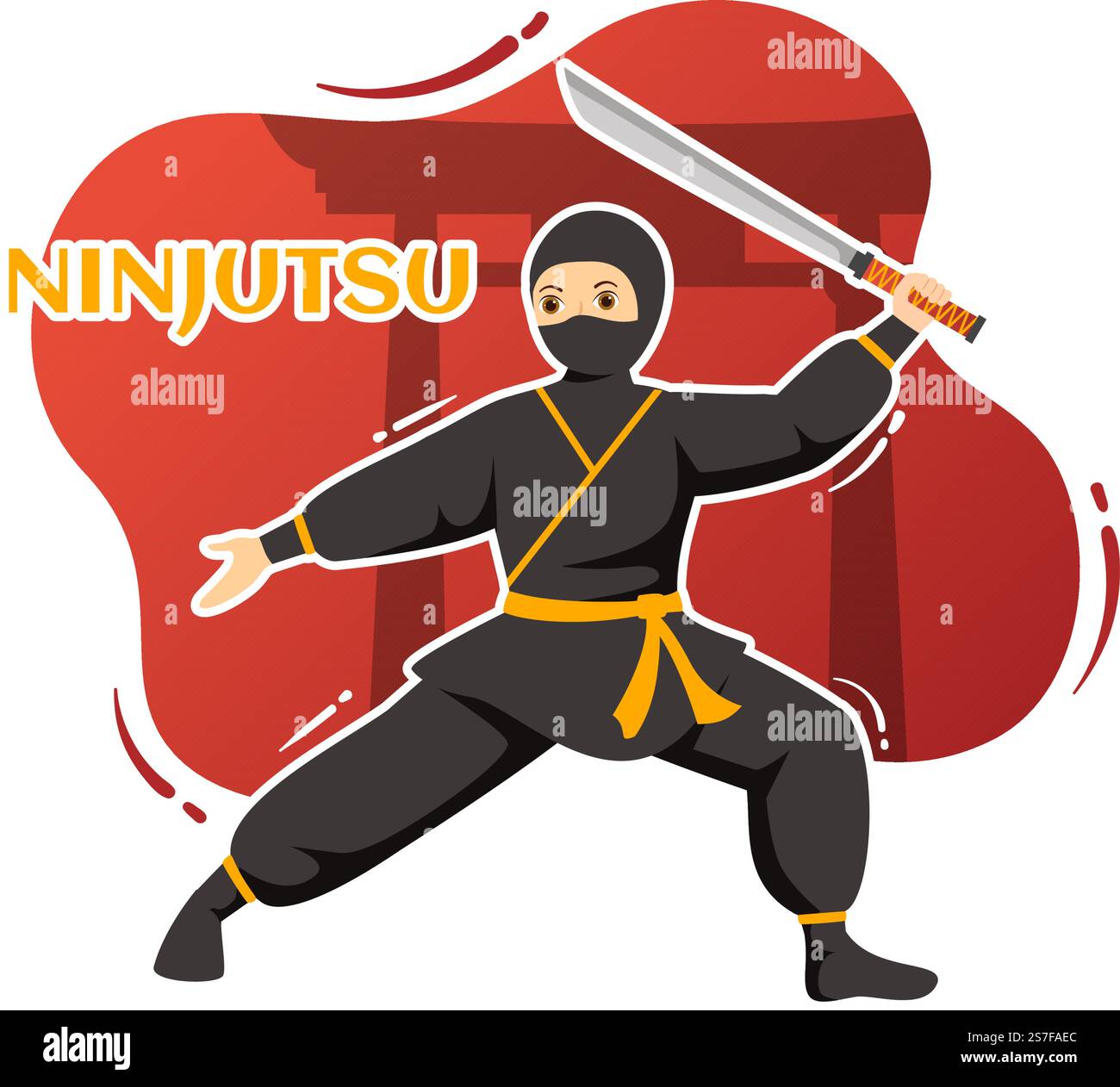 Ninjutsu Vector Illustration with Character Ninja Shinobi from Japan in ...