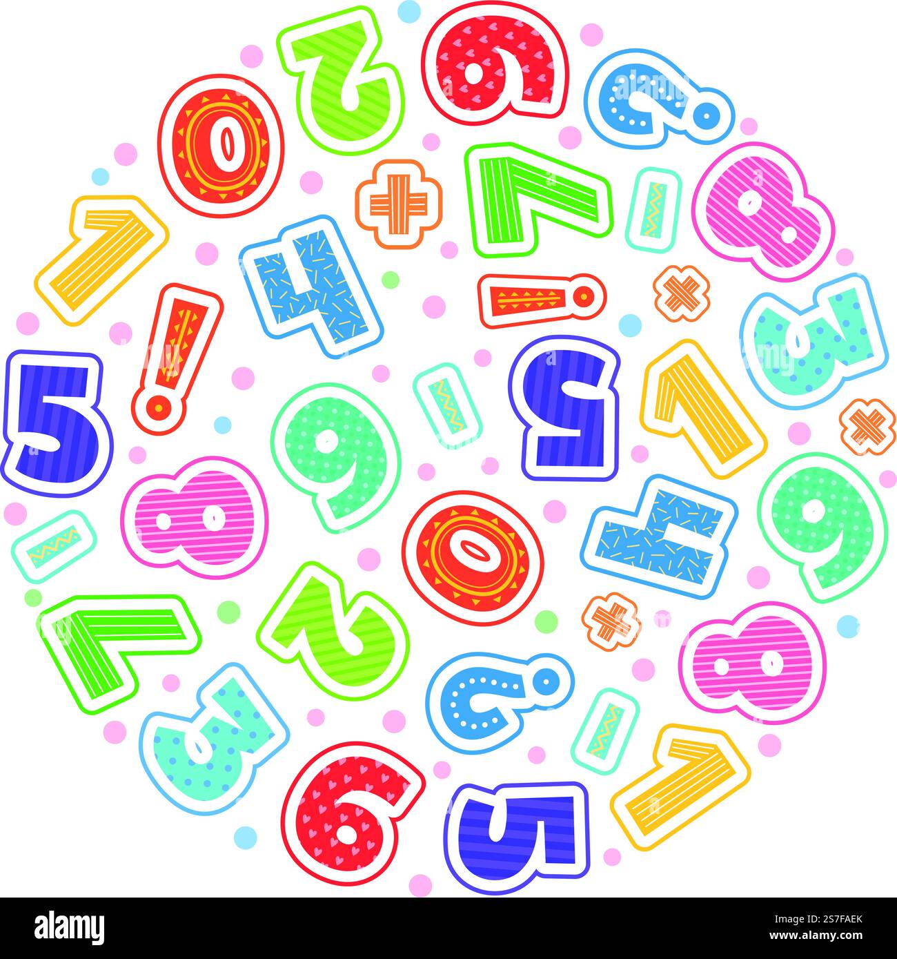 Numbers in circle. design template with decorative alphabet numbers ...