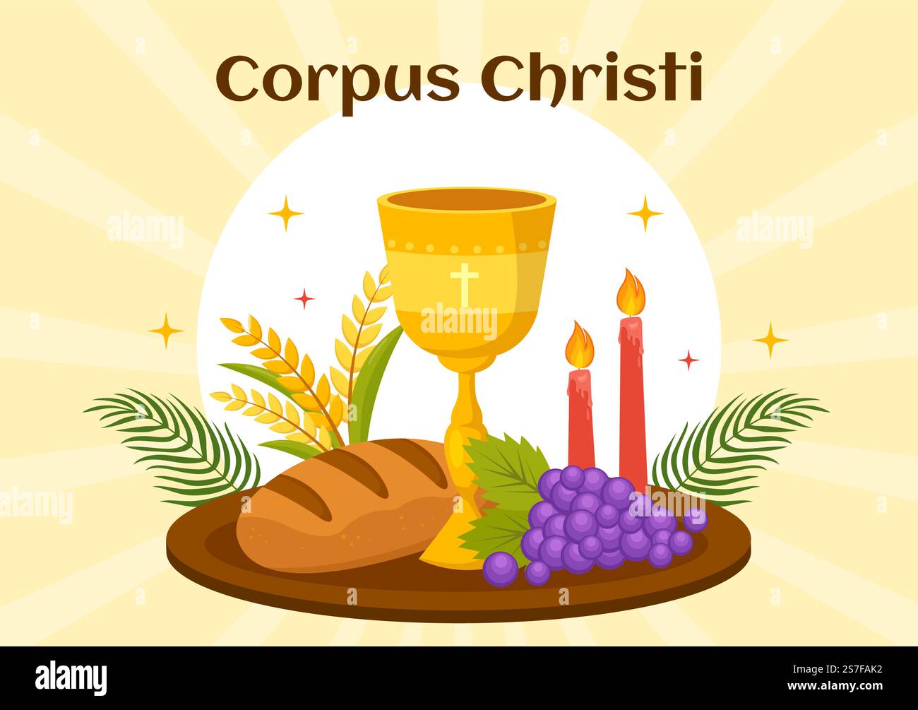 Corpus Christi Catholic Religious Holiday Vector Illustration with ...