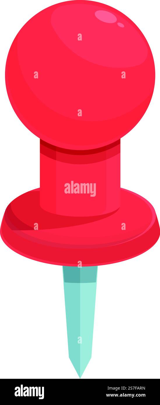 Red pushpin icon cartoon vector. Paper button. Office note. Red pushpin ...