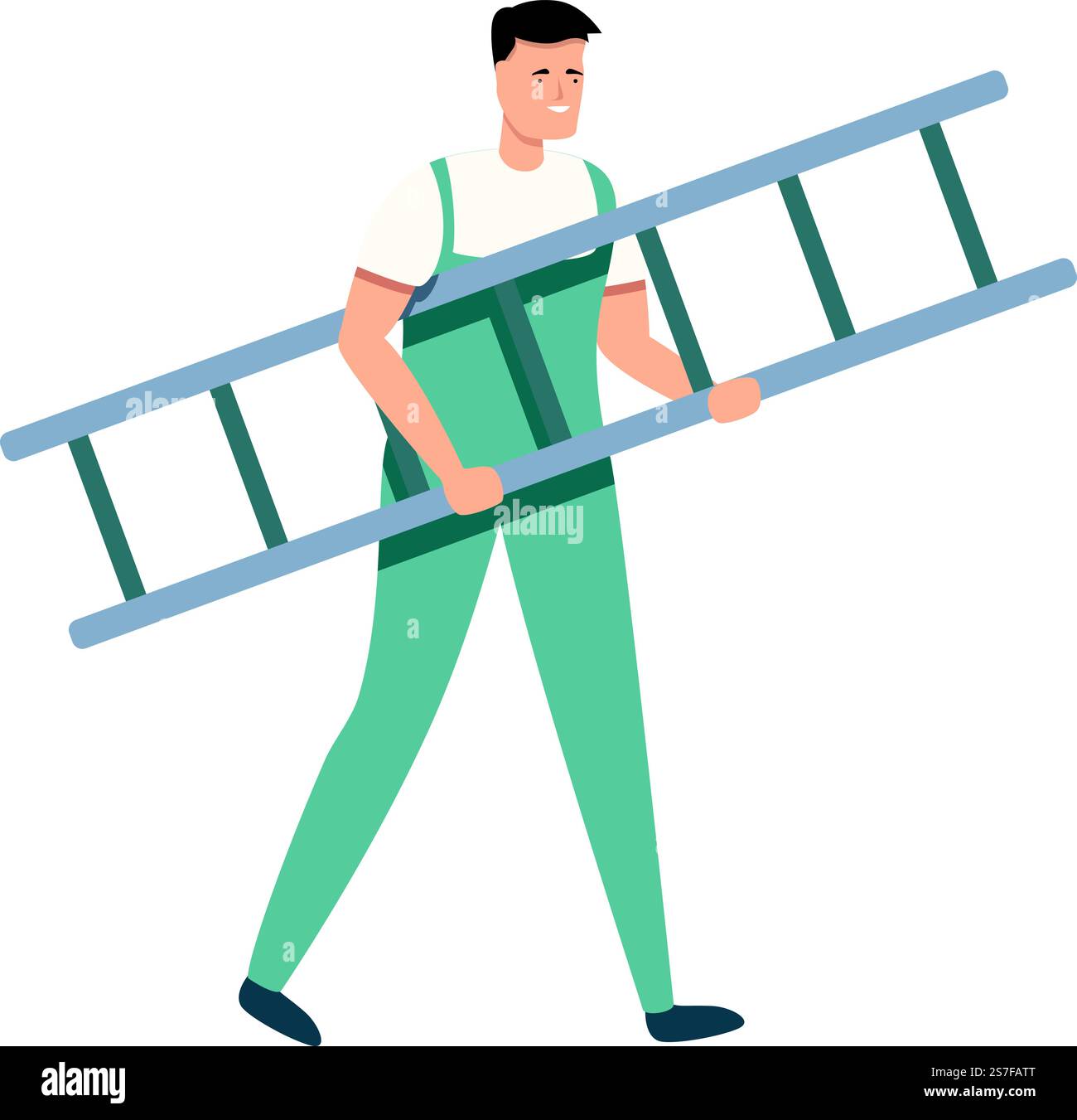 Ladder service install icon cartoon vector. Air conditioner. Home ...