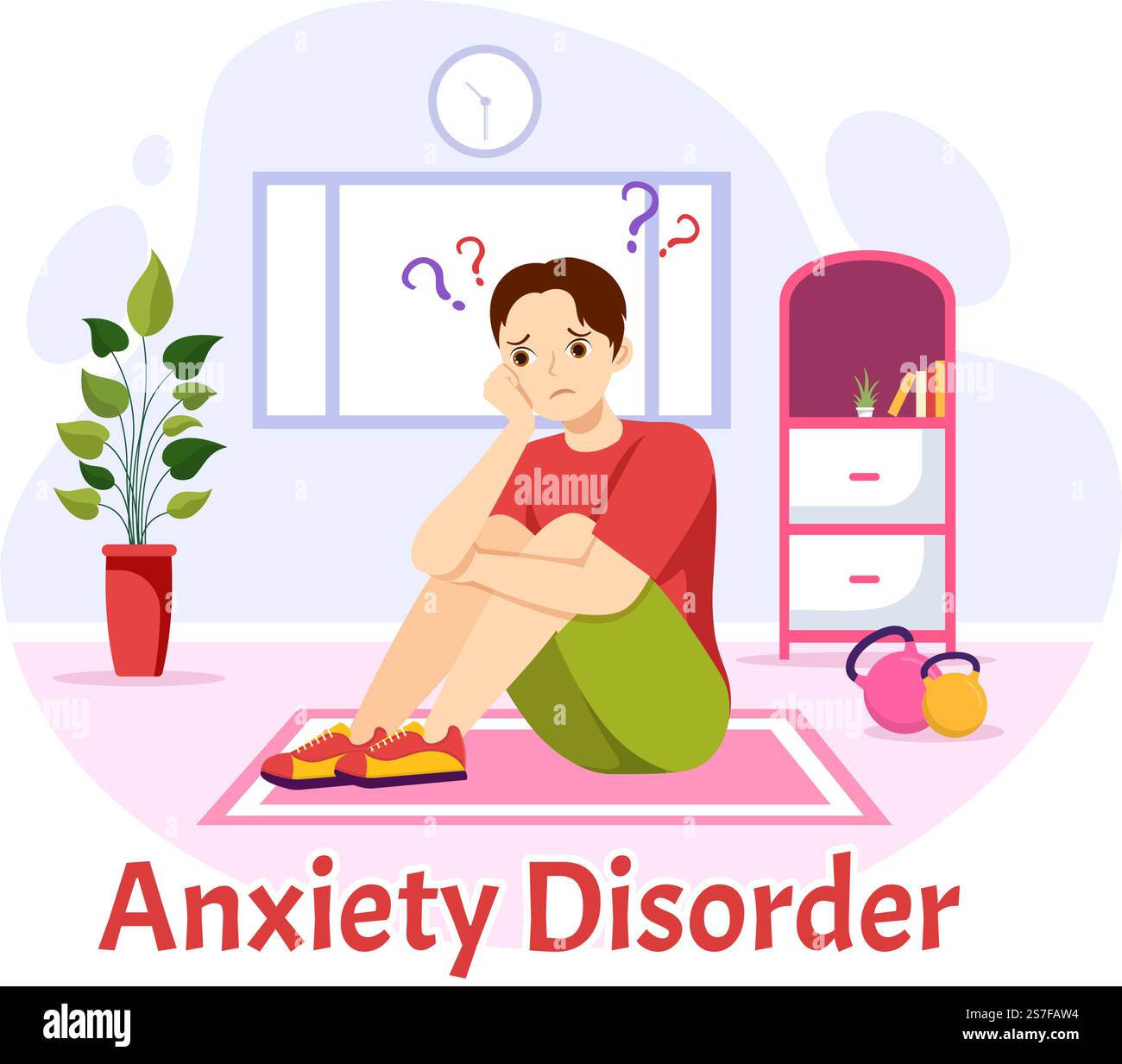 Anxiety Disorder Illustration with Frustrated Person, Nervous Problem ...