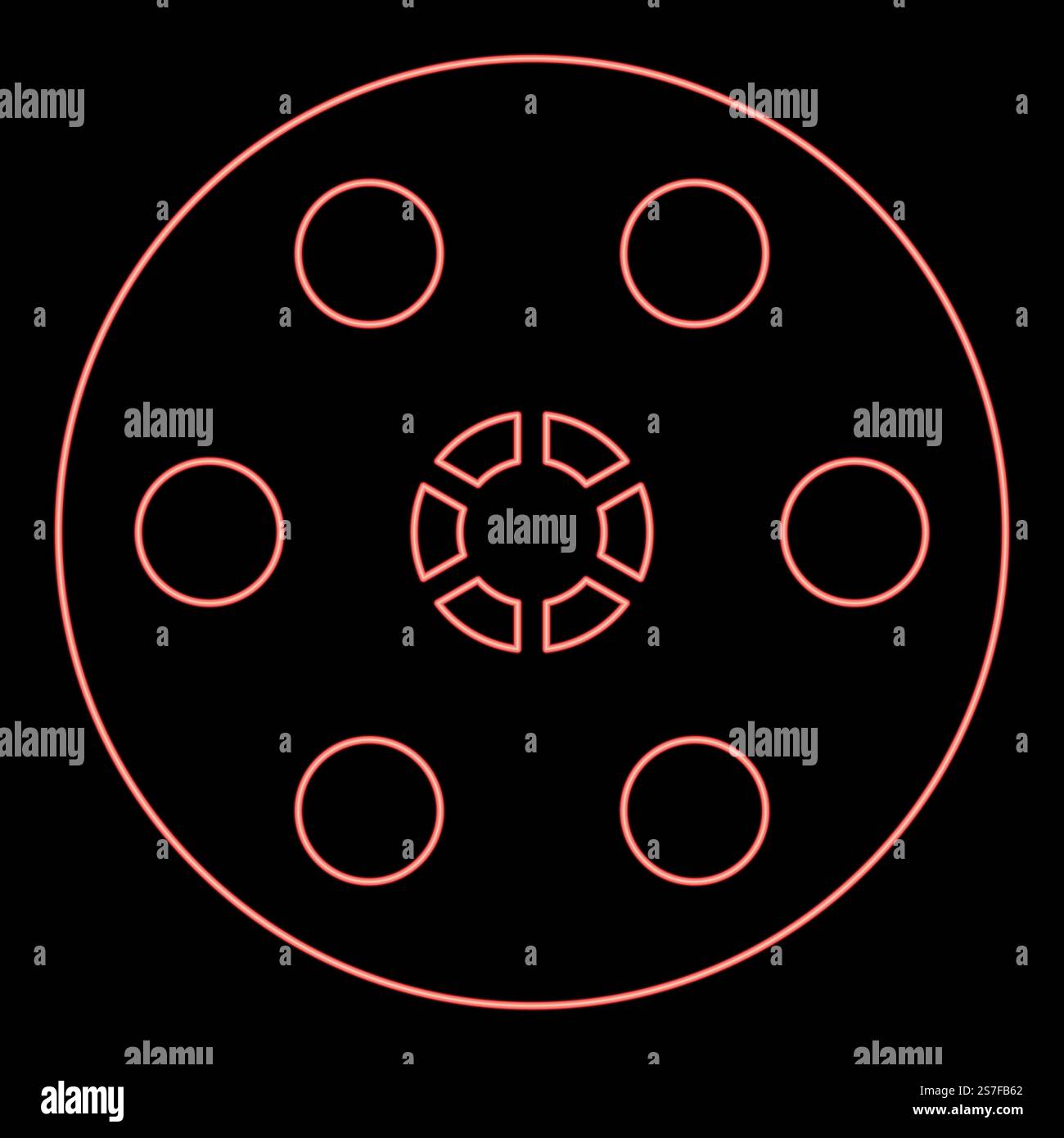 Neon drum of revolver russian roulette cylinder pistol handgun red ...