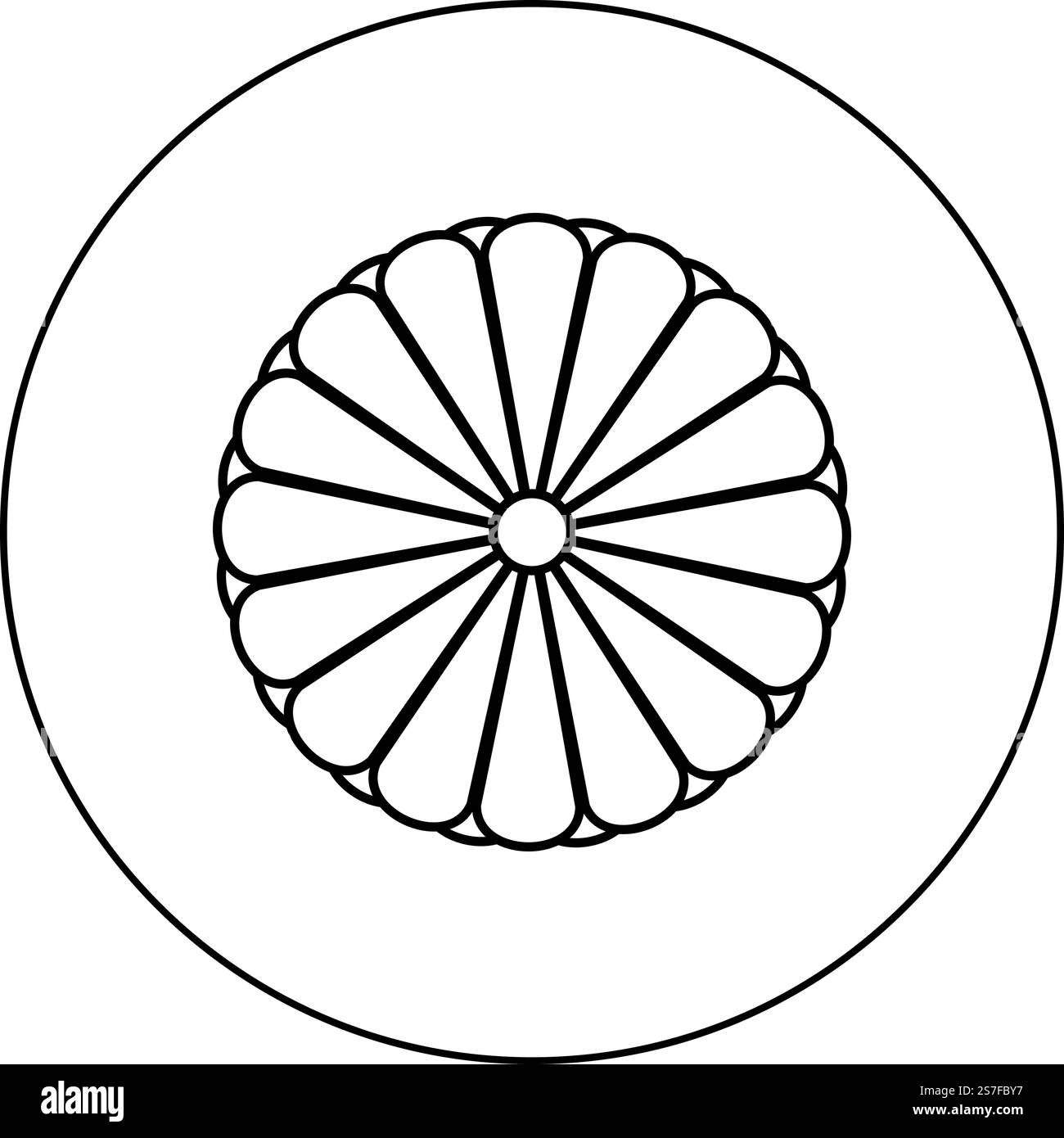 Coat of arms of Japan nippon imperial Seal central disc with 16 petals ...