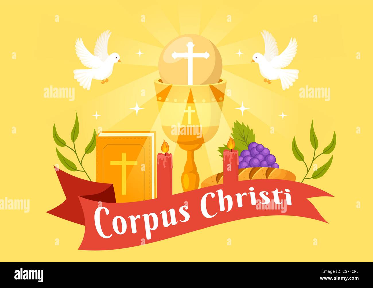Corpus Christi Catholic Religious Holiday Vector Illustration with ...