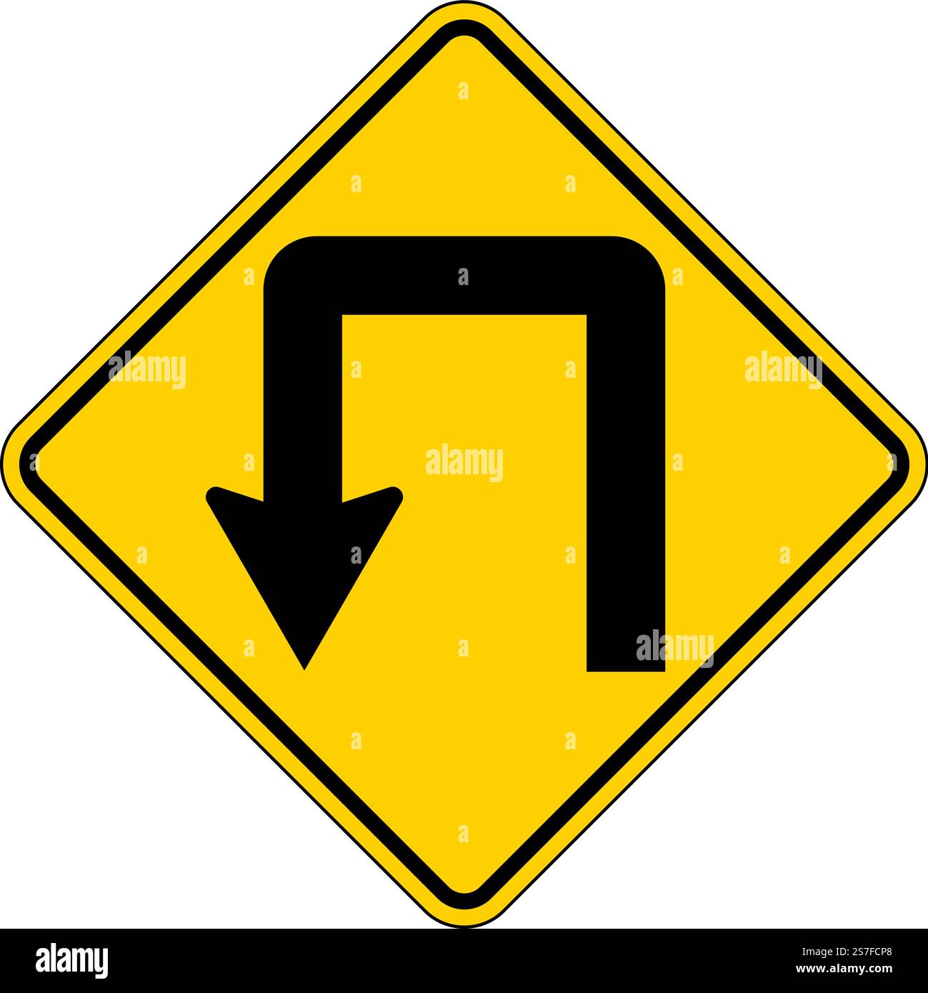 Warning Sign, Double Left Turn Symbol On White Background Stock Vector ...